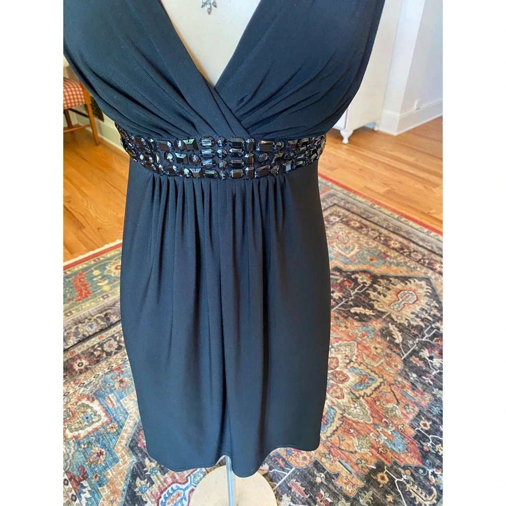B. Smart | Dresses | B Smart Black Vneck Embellished Empire Waist ...